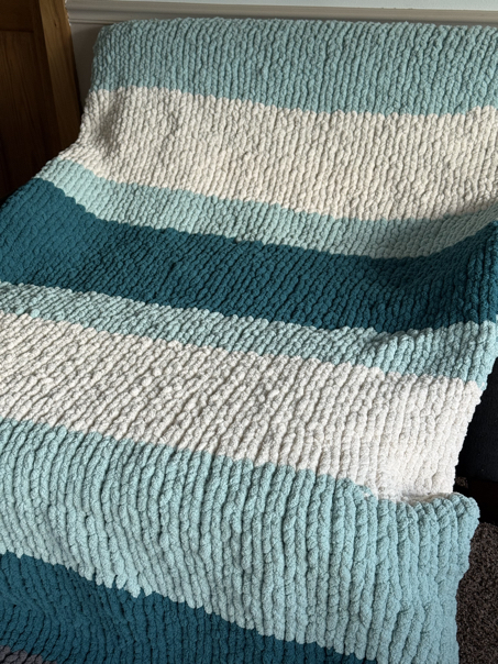 How To Finger Knit A Cozy Blanket With Chunky Yarn - Hands That Bless